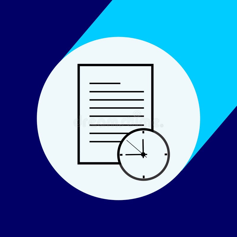 Document and Time Vector Icon with Long Shadow. Stock Vector ...