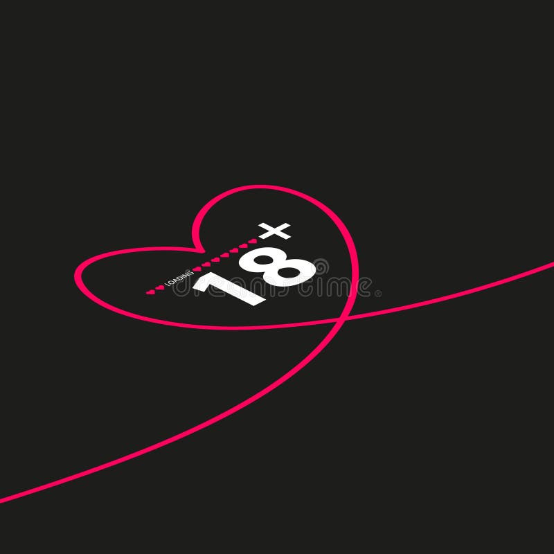 Vector Illustration of an Isolated Line Art Heart Icon with the Text 18 ...