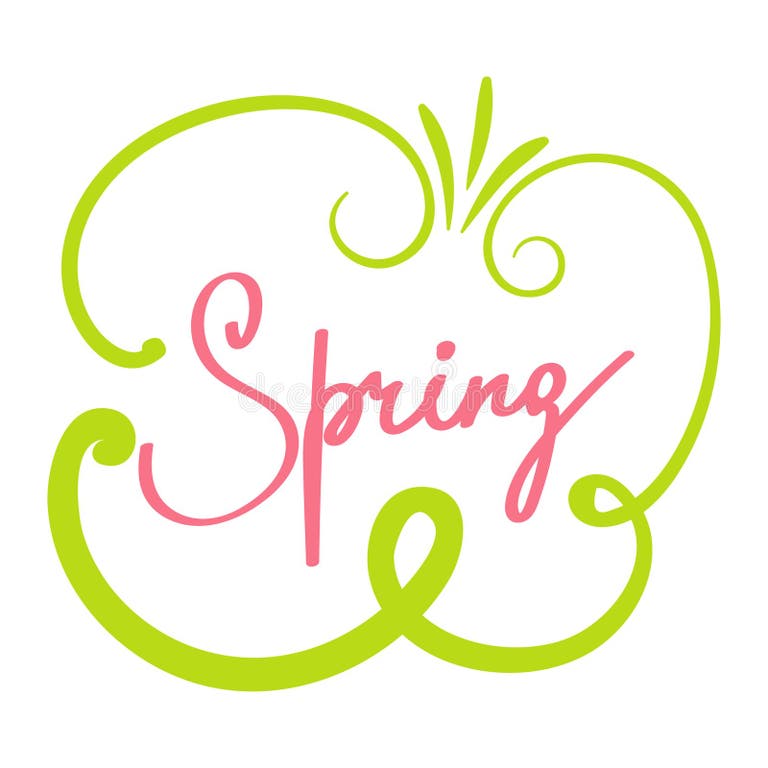 Vector Illustration of Isolated Spring Lettering with Abstract Elements ...