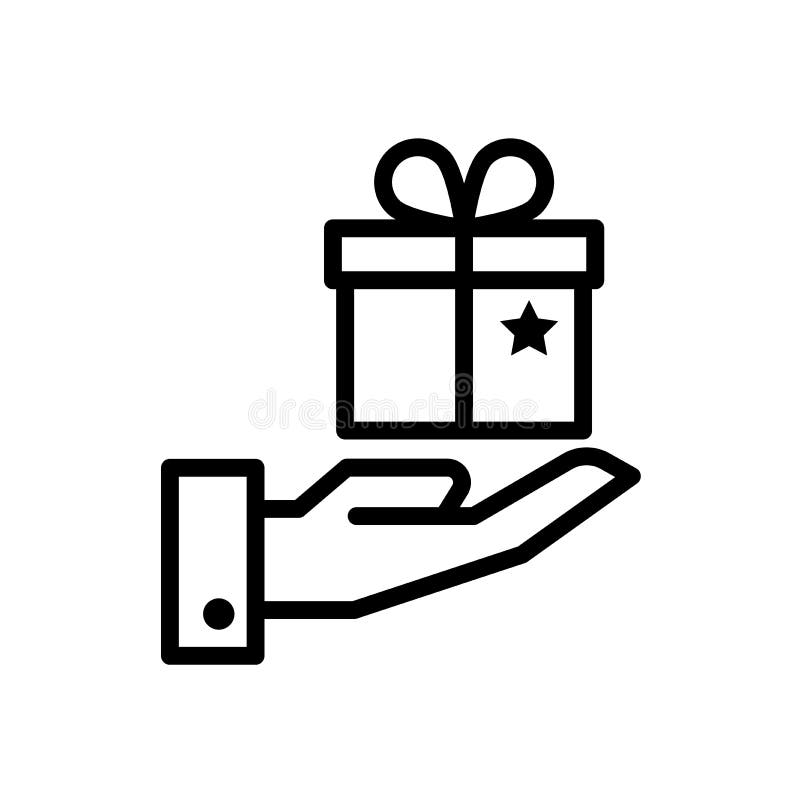 Gift pack on hand icon stock vector. Illustration of hand - 120522945