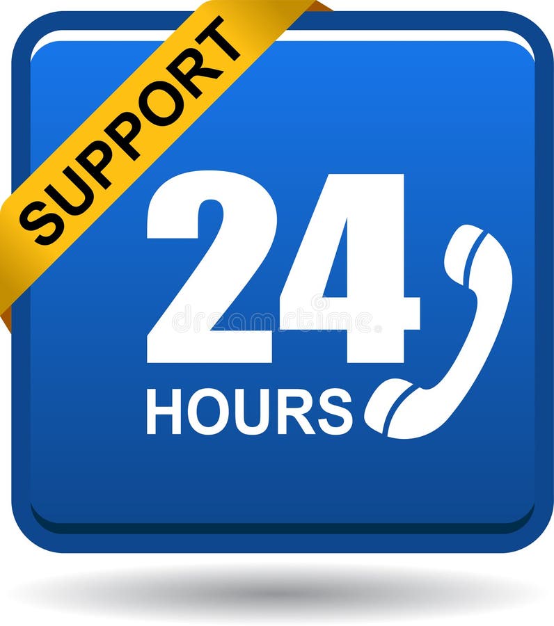 24 Hours Support Web Button Blue Stock Vector - Illustration of ...