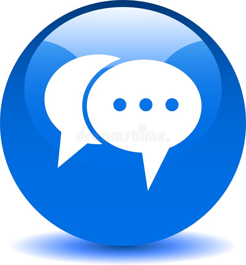 Live Chat Icon Web Button Blue Stock Vector - Illustration of callout ...