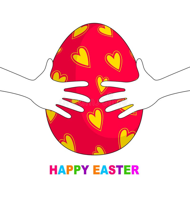 Two Hands with Easter Egg. Happy Easter Day Concept. Stock Vector ...