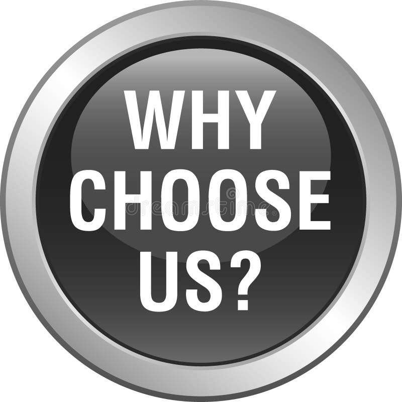 Why choose us button stock vector. Illustration of glowing - 120724463
