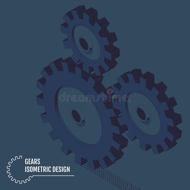 Isometric Gears Isolated on White Background Stock Vector ...