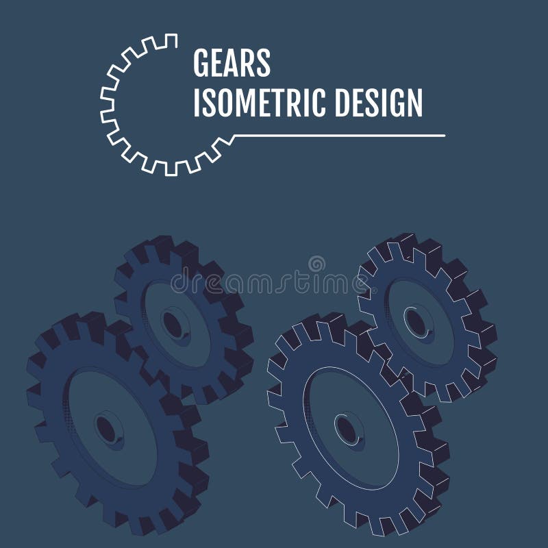 Vector Illustration of Isometric Gears on the Grey Background. Stock ...