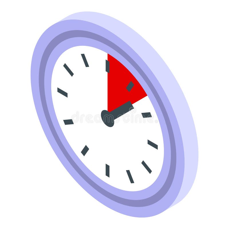 Vector Illustration of an Isometricstyle Clock with a Red Indicator at ...