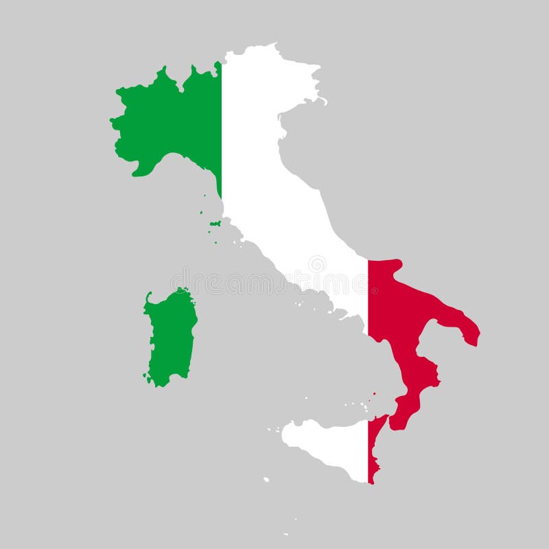 Vector Illustration of Italy Flag Map. Vector Map. Stock Vector ...