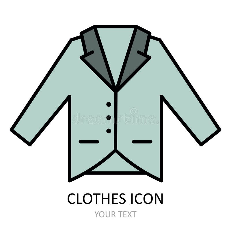 Vector Illustration with Jacket Icon. Outline Drawing Stock Vector ...
