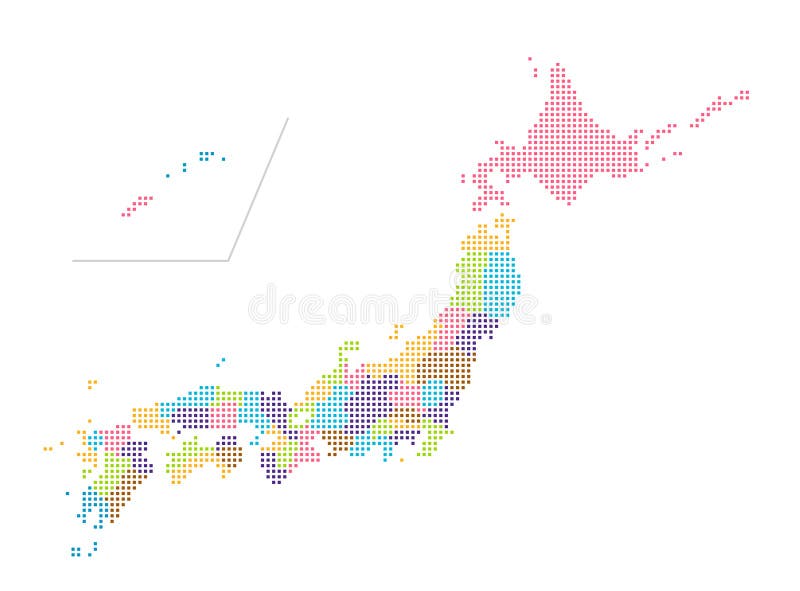 Vector Illustration of Japan Map (map Drawn with Square Dots) Stock ...