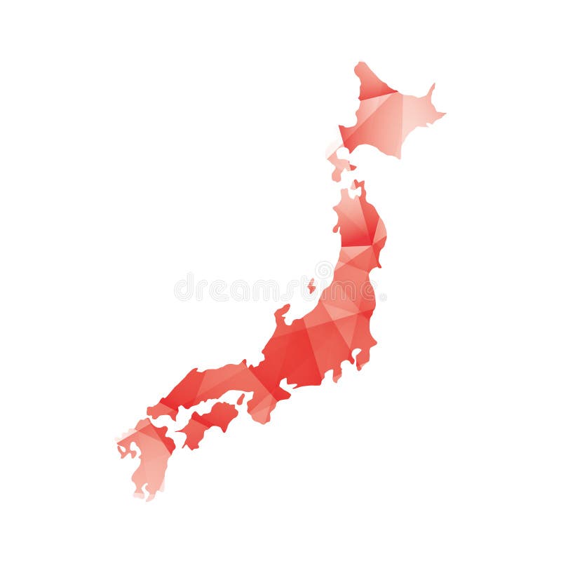 Vector Illustration of Japan Map with Red Colored Geometric Shapes ...