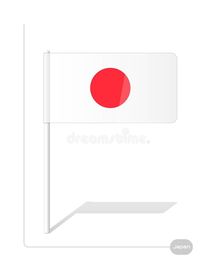 Vector Illustration of the Japanese Flag with a Plastic Stick it is on ...