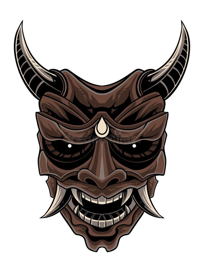 Japanese Samurai Shogun Masks Design Stock Illustration - Illustration ...