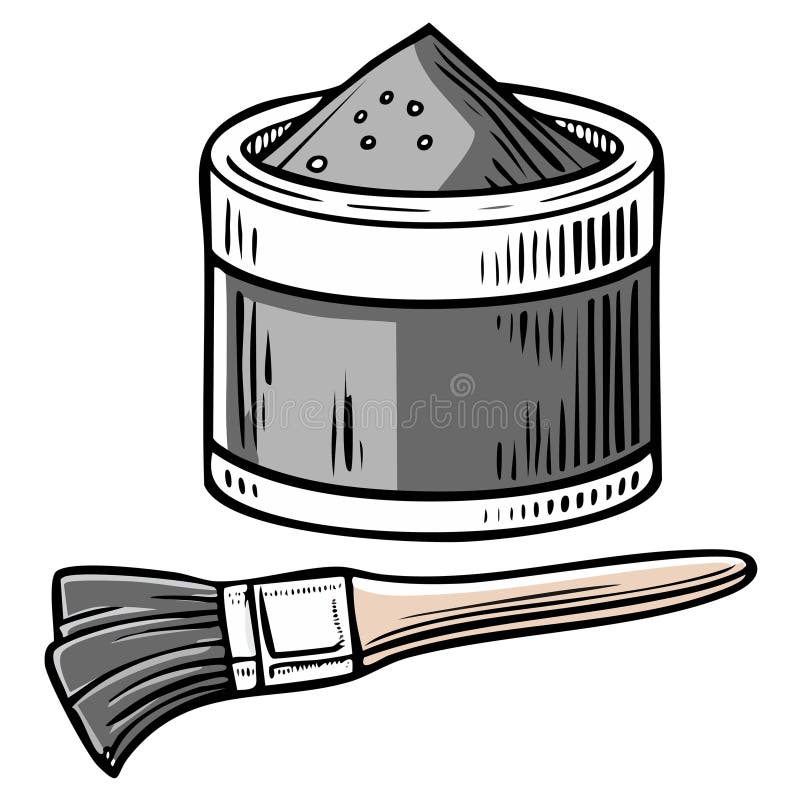 Vector Illustration of a Jar of Cosmetic Powder with an Applicator ...