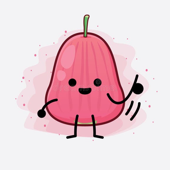 Java Apple Fruit Cute Character Illustration with Simple Face, Hands ...