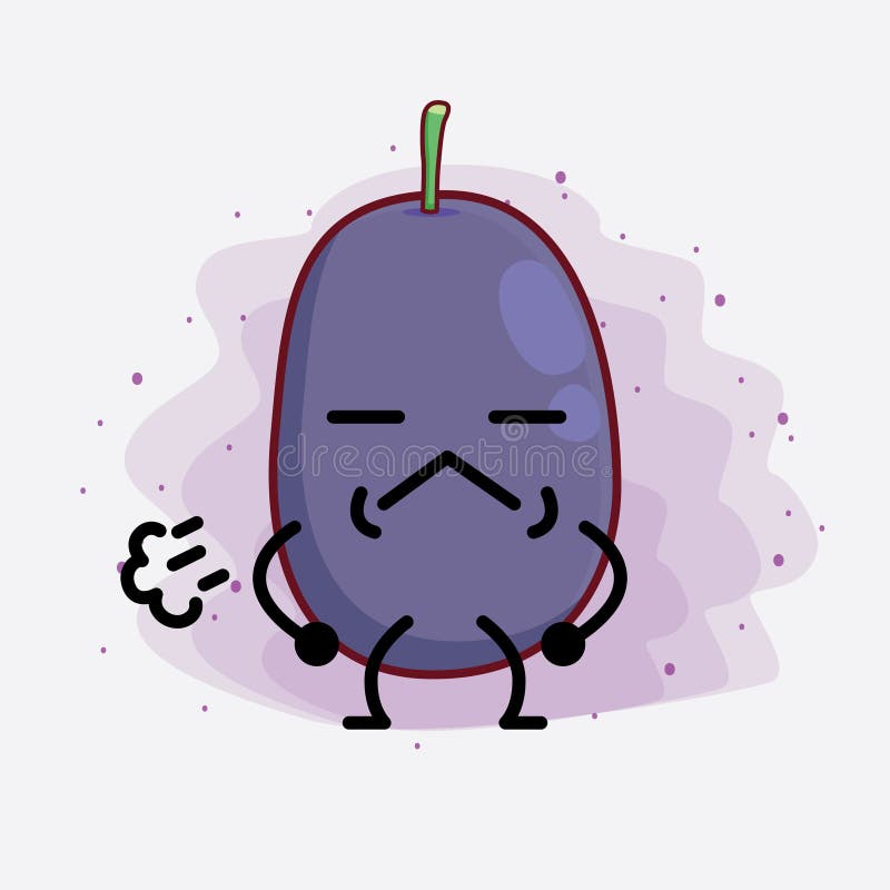 Java Plum Fruit Cute Character Illustration with Simple Face, Hands and ...
