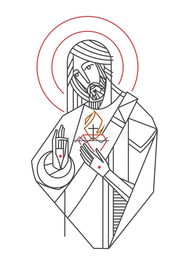 Vector Illustration of Jesus Christ Sacred Heart Stock Vector ...