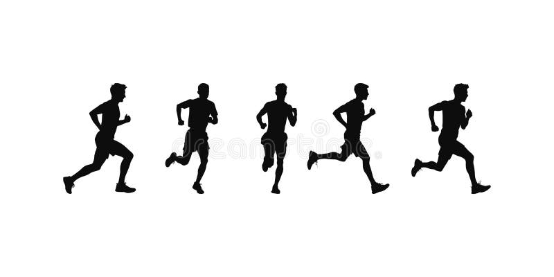 Vector Illustration of Jogging, Running, and Marathon. White Backdrop ...