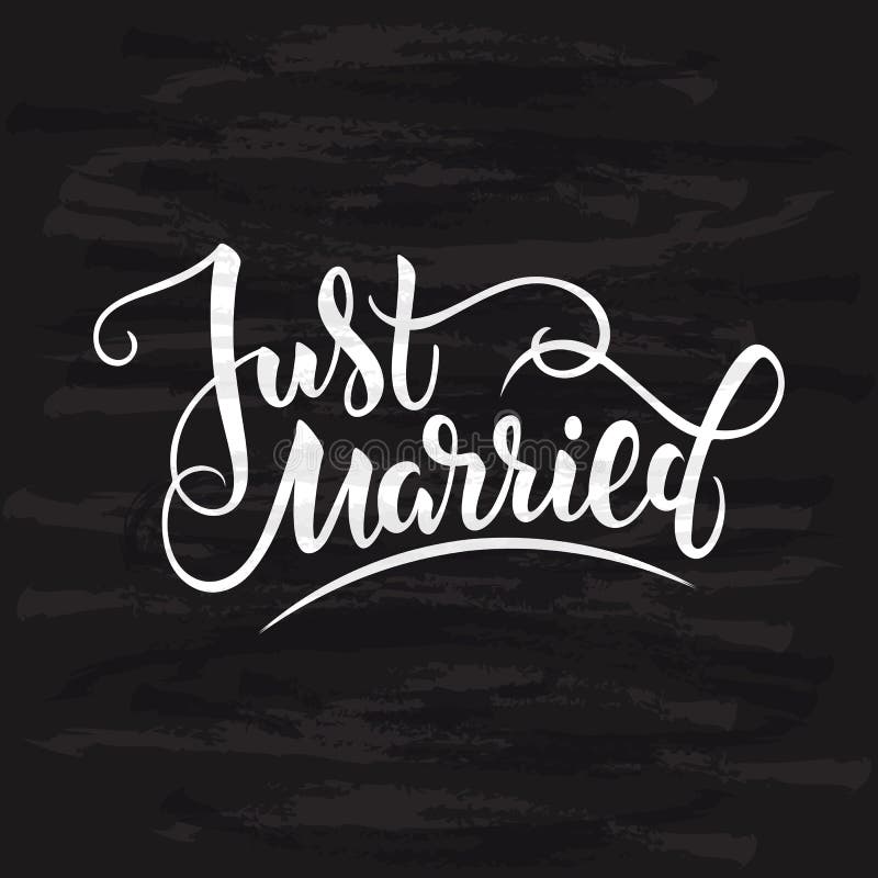 Vector Illustration of Just Married Text with Background and Textures ...