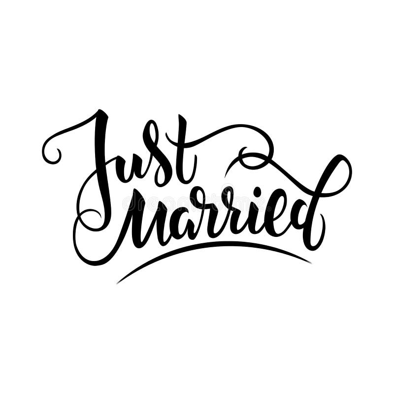 Vector Illustration of Just Married Text with Background and Textures ...