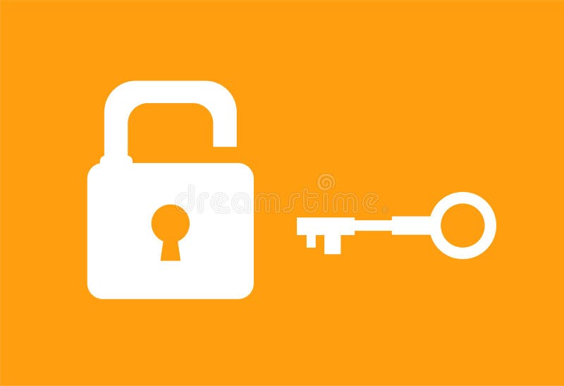 Yellow Key and Pad Lock Cartoon Doodle Flat Design Vector Illustration ...
