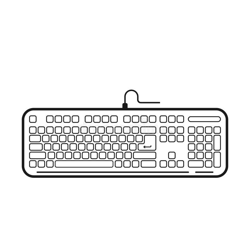 Vector Illustration of a Keyboard with an Outline is Isolated on White ... Vector Illustration of a Keyboard with an Outline is Isolated on White ...