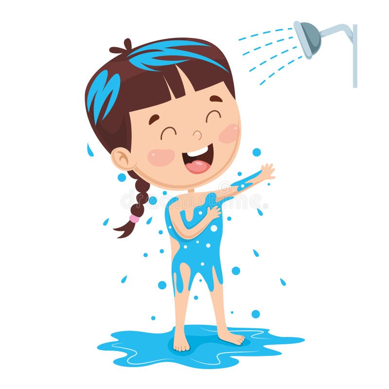 Vector Illustration of Kid Bathing Stock Vector - Illustration of ...