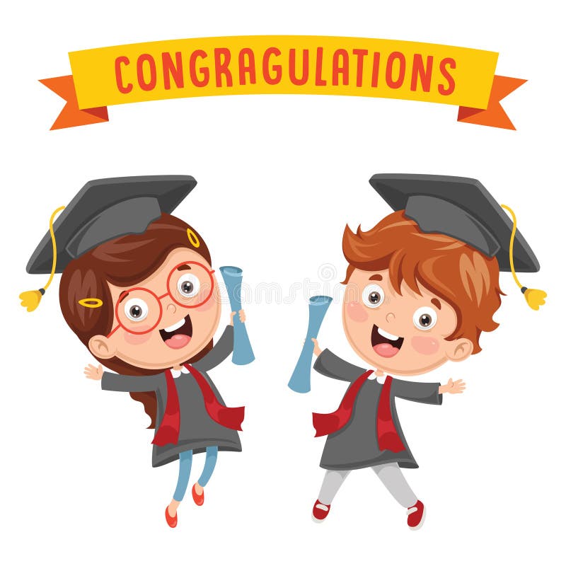 Vector Illustration of Kid Graduating Stock Vector - Illustration of ...