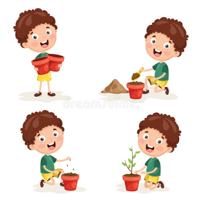 Kid Planting Stock Illustrations – 2,339 Kid Planting Stock ...