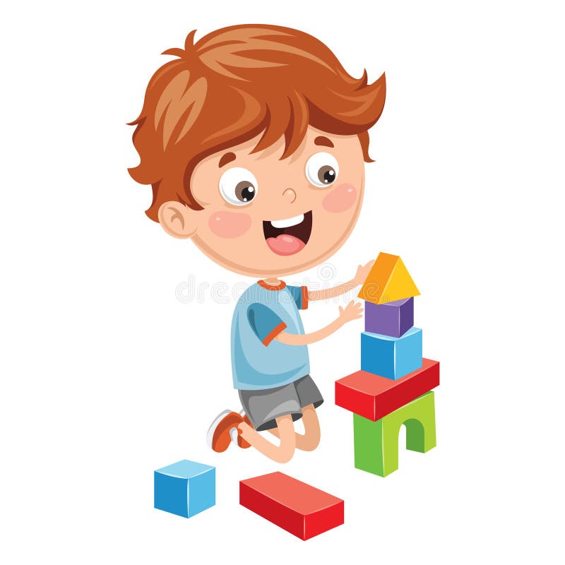 Boy Playing with Building Blocks Stock Vector - Illustration of ... Boy Playing with Building Blocks Stock Vector - Illustration of ...