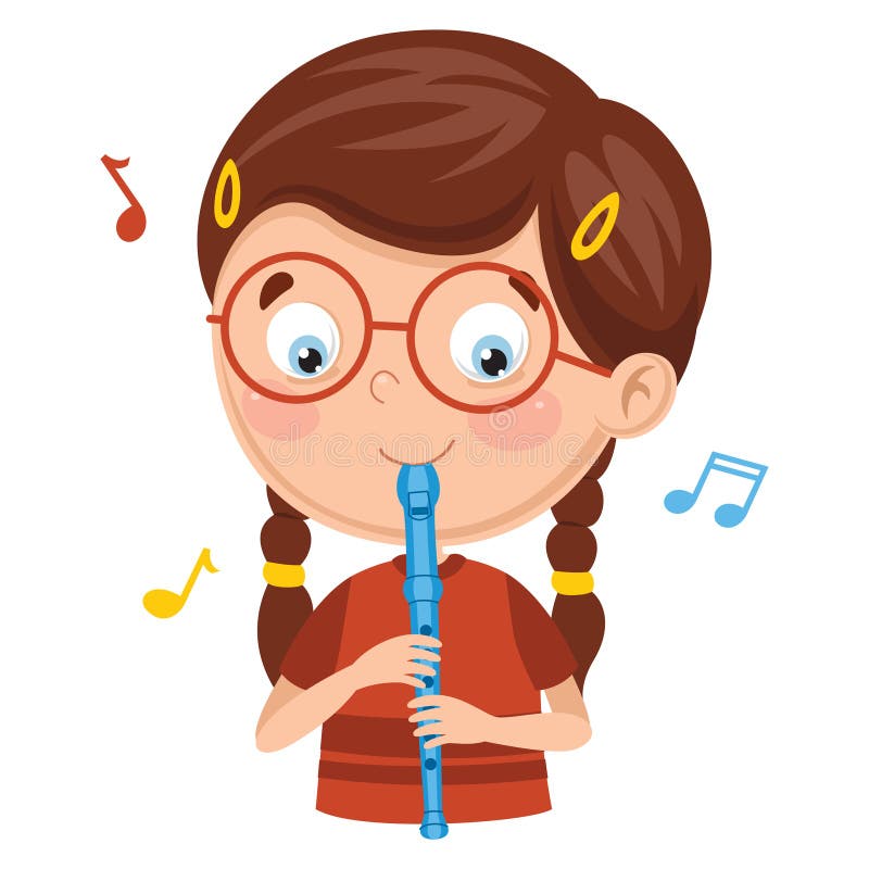Cartoon Girl Playing Flute Stock Illustrations – 391 Cartoon Girl ...