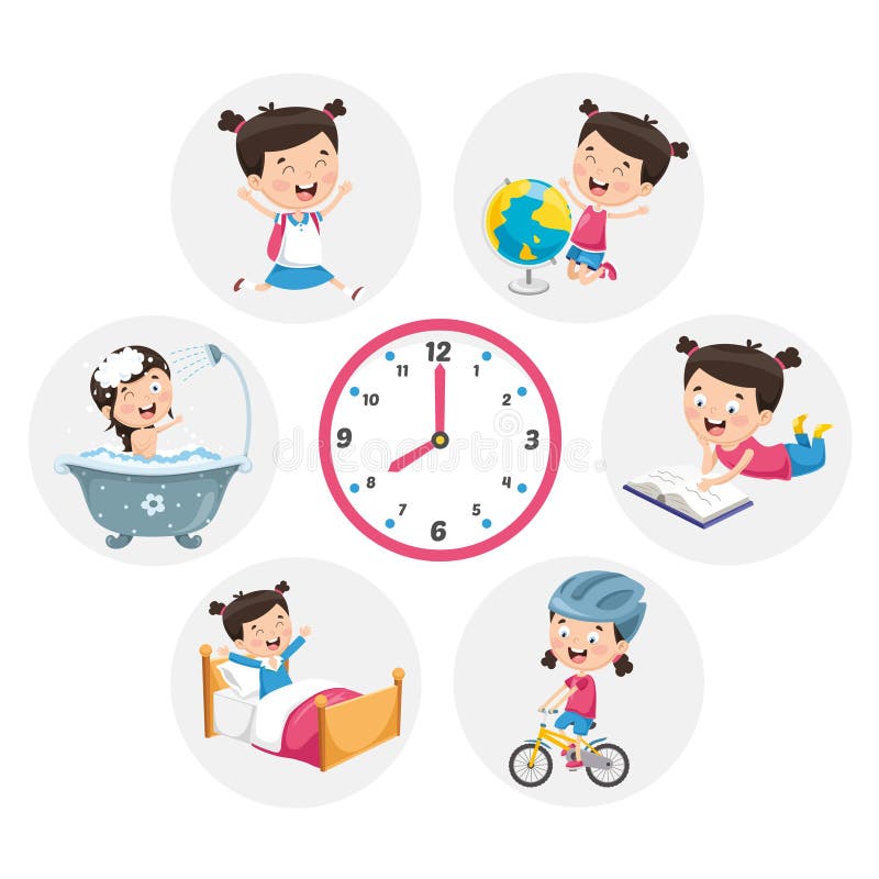 Vector Illustration of Kid daily Routine Activities Stock Vector ...