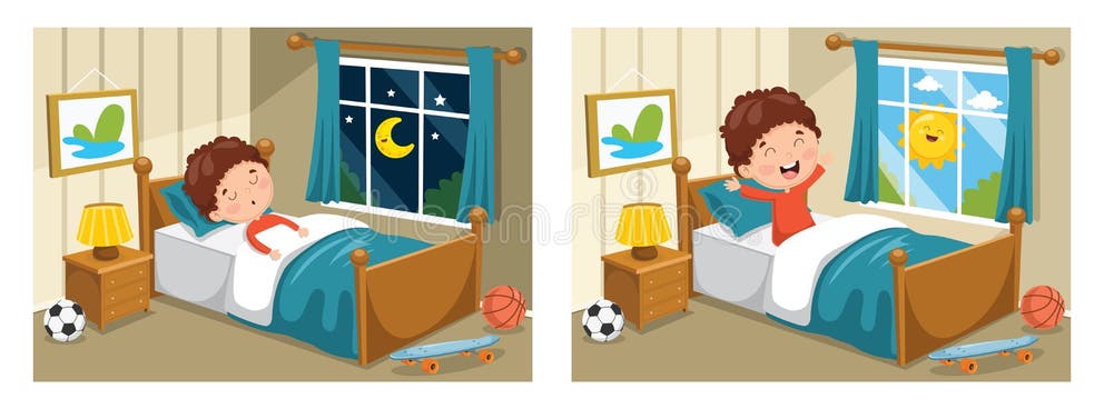 Kids Waking Up Stock Illustrations – 114 Kids Waking Up Stock ...