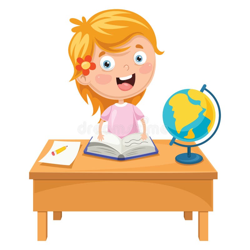 Vector Illustration of a Kid Studying Stock Vector - Illustration of ...