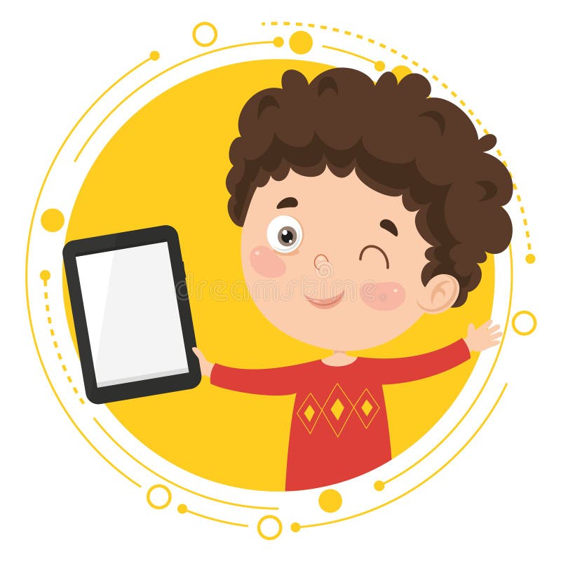 Boy using a tablet PC stock vector. Illustration of tablet - 34489276
