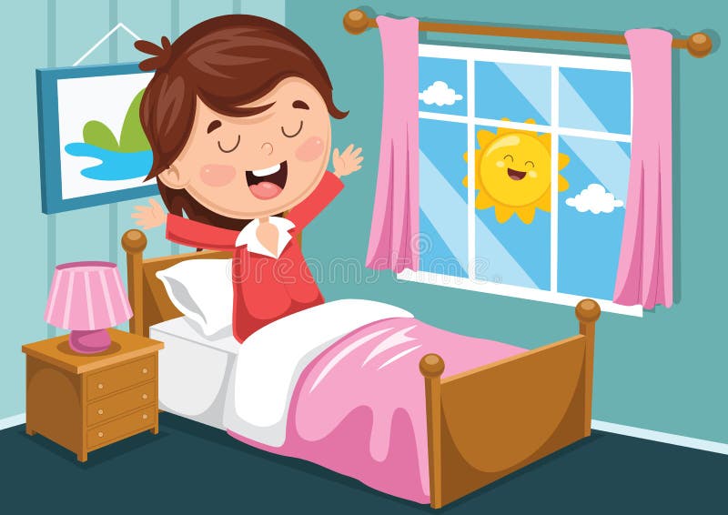 Vector Illustration of Kid Waking Up Stock Vector - Illustration of ...
