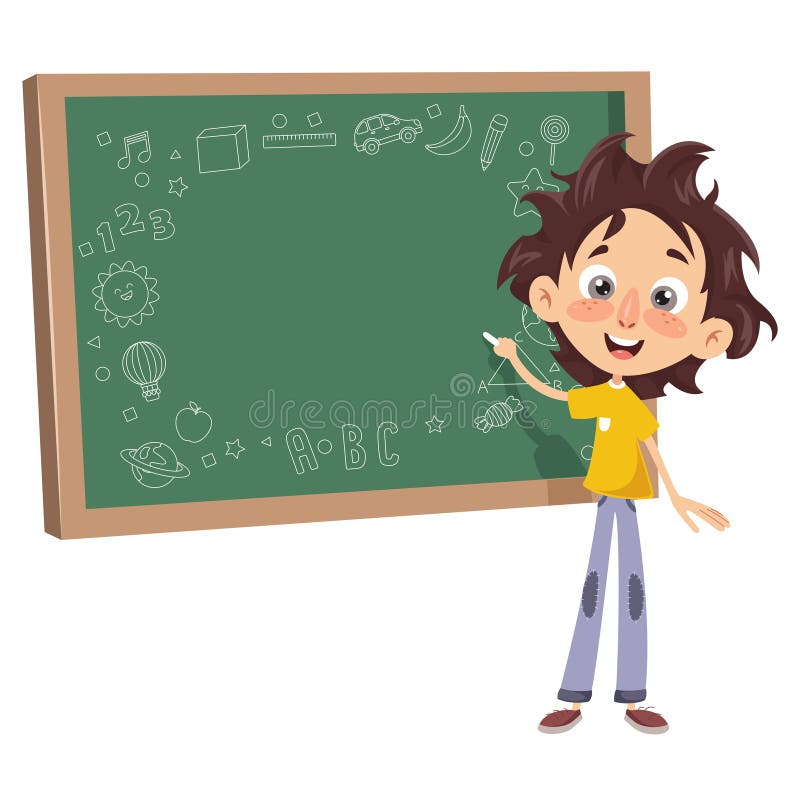 Vector Illustration of a Kid Writing on Board Stock Vector ...