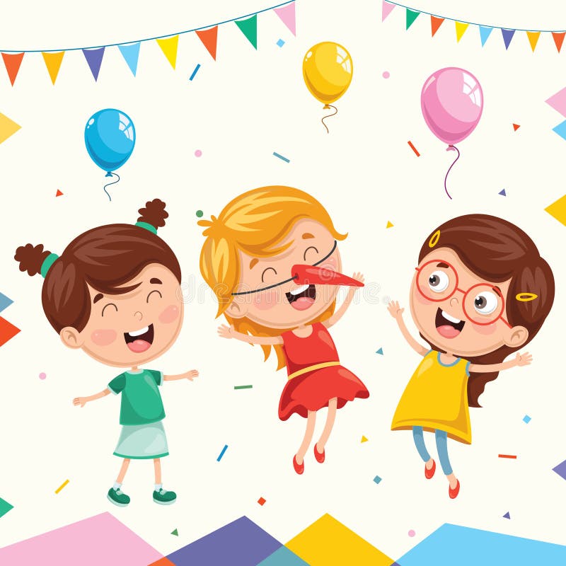 Vector Illustration of Kids Birthday Party Stock Vector - Illustration ...