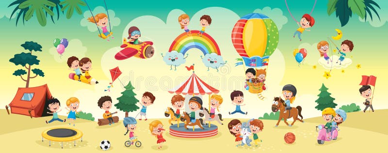 Vector Illustration Of Kids Landscape Stock Vector - Illustration of ...