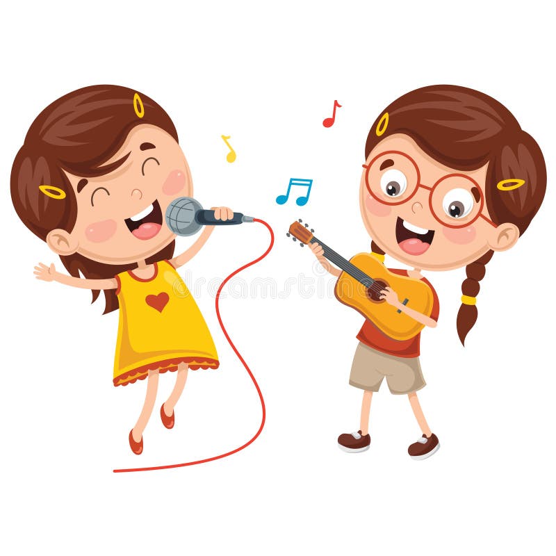 Vector Illustration of Kids Making Art Performance Stock Vector ...