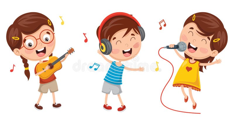 Vector Illustration of Kids Making Art Performance Stock Vector ...