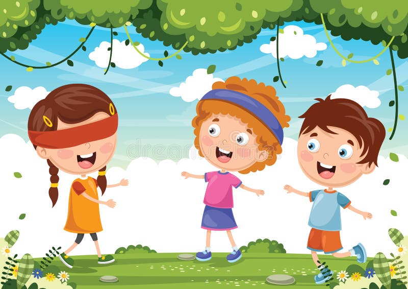 Kids Playing Blind Man's Buff Stock Illustrations – 2 Kids Playing ...