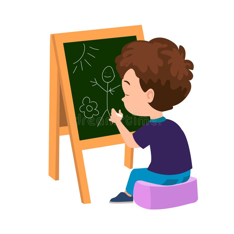 Vector Illustration of Kids Playing in the Clasroom Stock Illustration ...