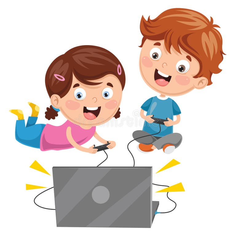 Vector Illustration of Kids Playing Video Game Stock Vector ...