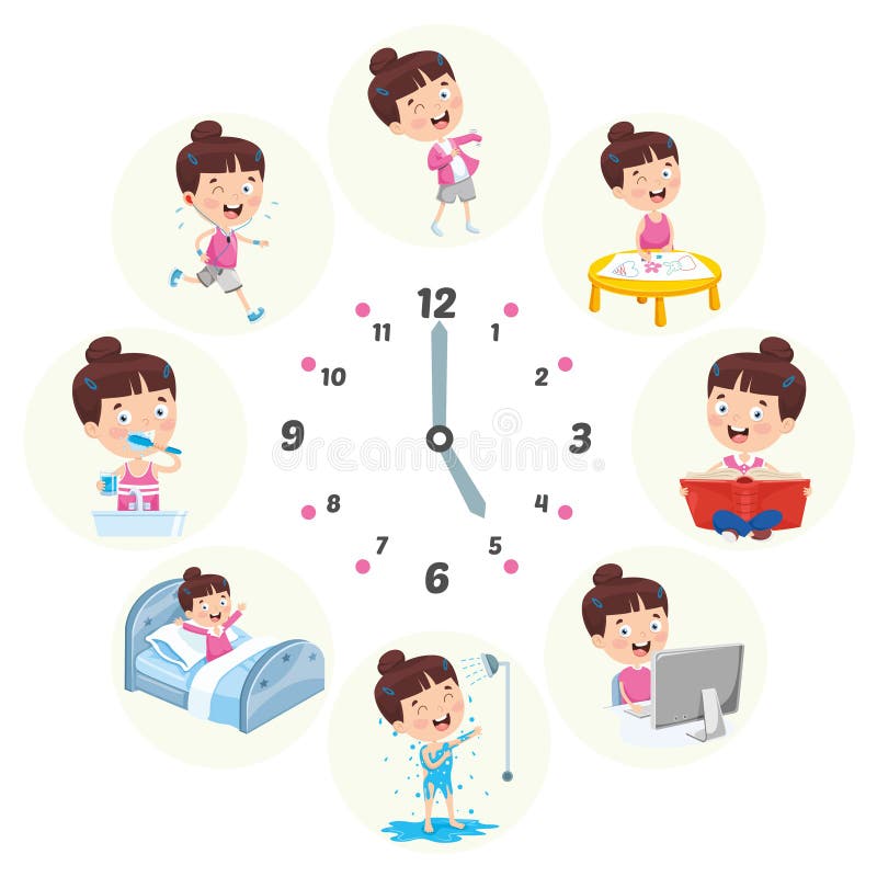 Vector Illustration of Kids daily Routine Activities Stock Vector ...