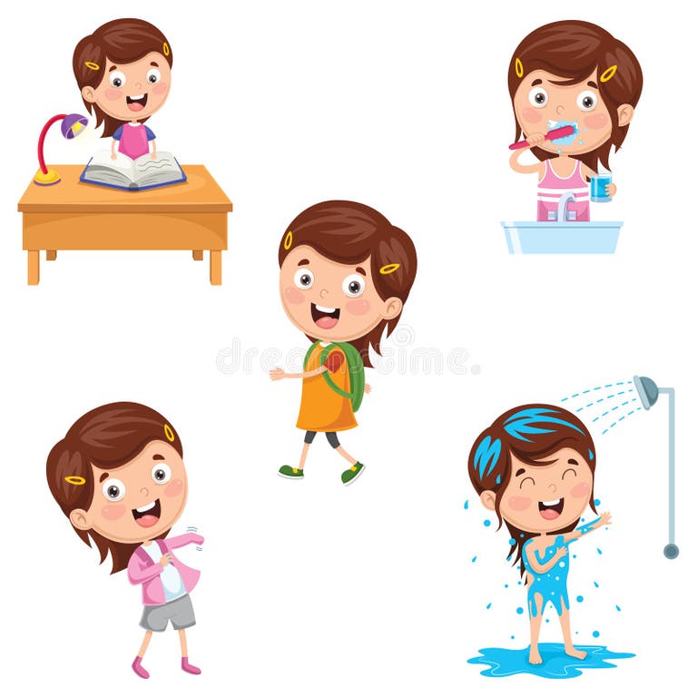 Morning Routine Kids Stock Illustrations – 1,236 Morning Routine Kids ...
