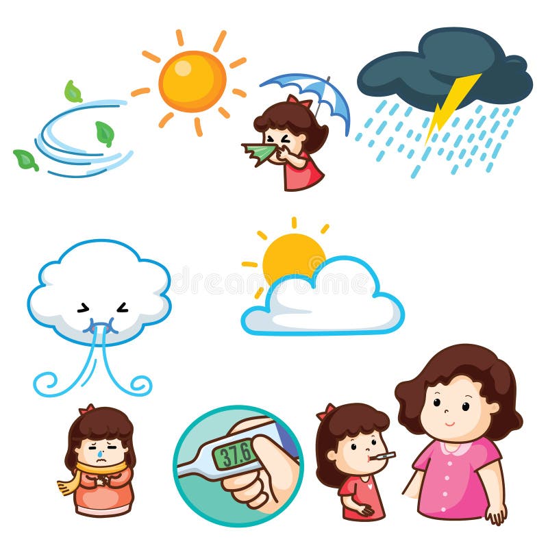 Vector Illustration of Kids and Season Changes. Stock Vector ...