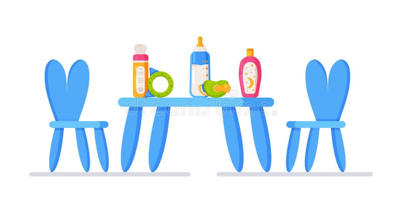 Vector Illustration of Kids Table. Stock Vector - Illustration of baby ...