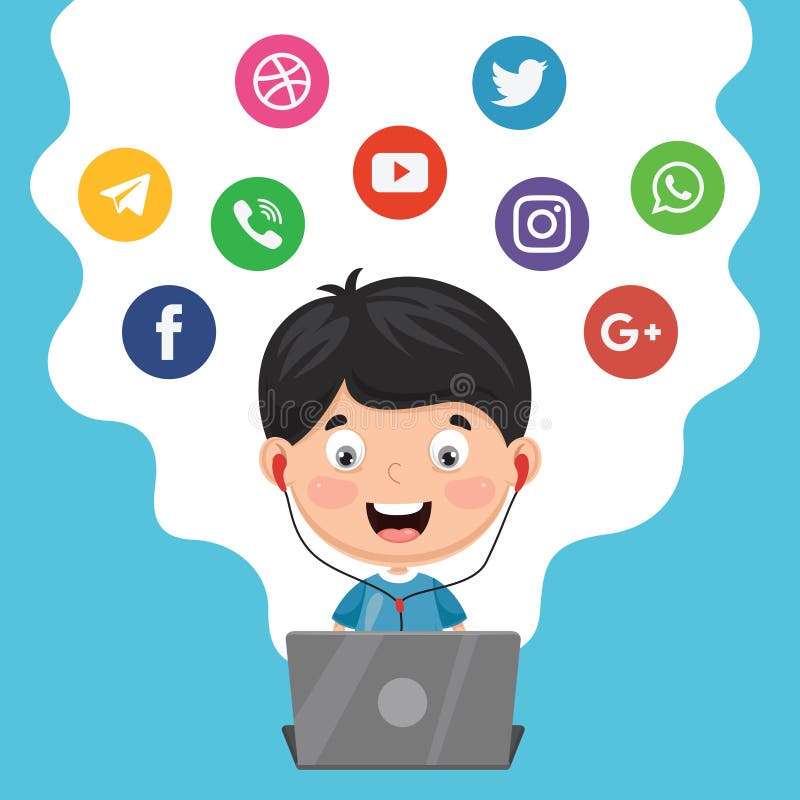Vector Illustration of Kids Technology Editorial Photography ...