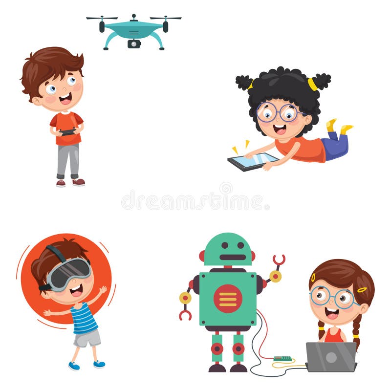 Vector Illustration of Kids Technology Stock Vector - Illustration of ...
